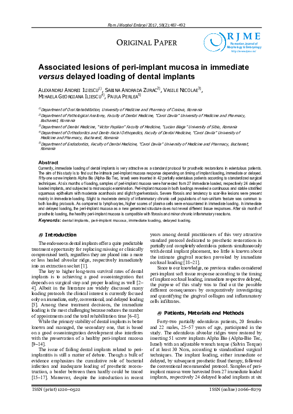 (PDF) Associated lesions of peri-implant mucosa in immediate versus ...