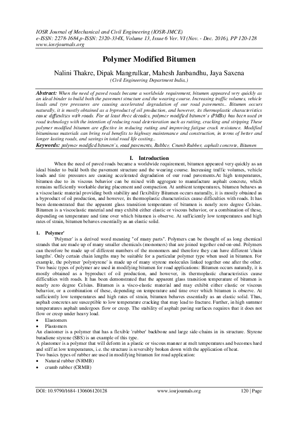 (PDF) Polymer Modified Bitumen