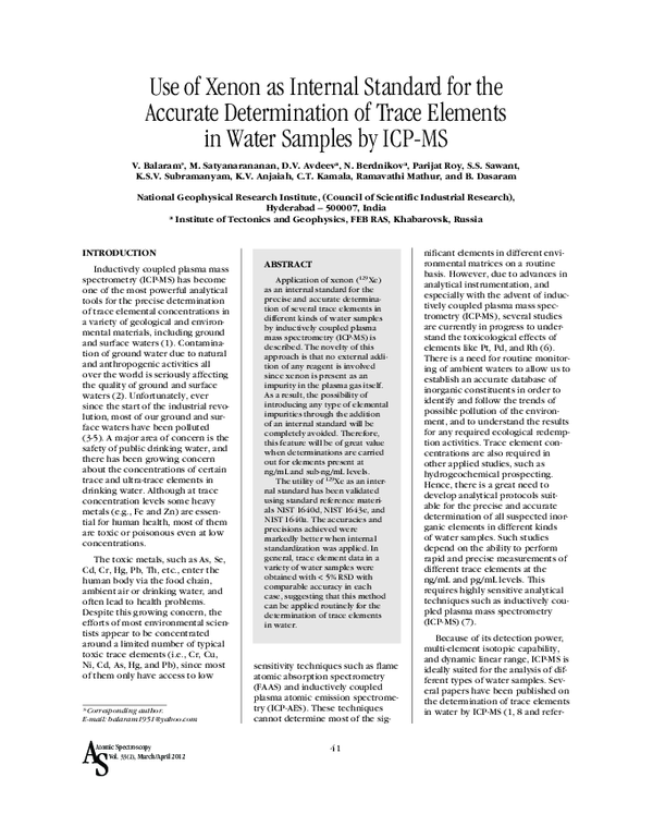 (PDF) Use of Xenon as Internal Standard for the Accurate Determination ...