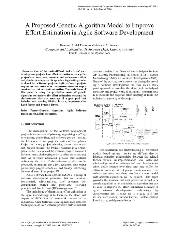 (PDF) A Proposed Genetic Algorithm Model to Improve Effort Estimation in Agile Software Development