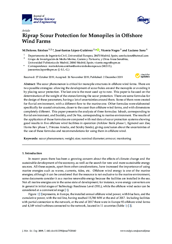 (PDF) Riprap Scour Protection for Monopiles in Offshore Wind Farms