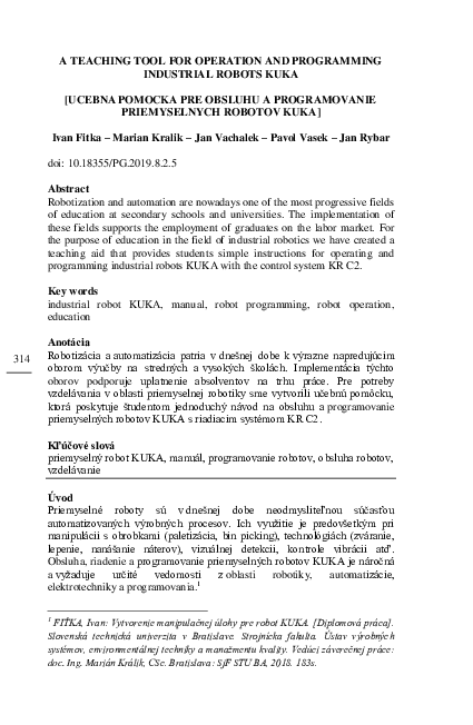 (PDF) A Teaching Tool for Operation and Programming Industrial Robots Kuka