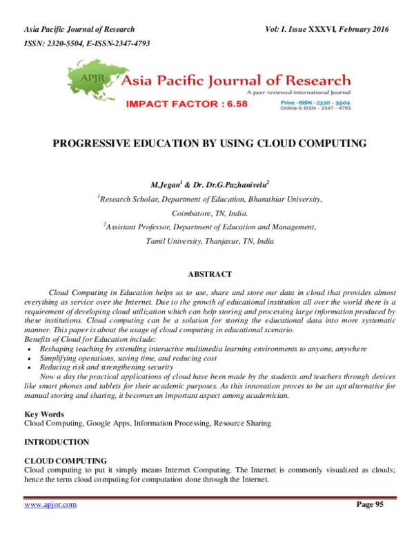 (PDF) Progressive Education by Using Cloud Computing