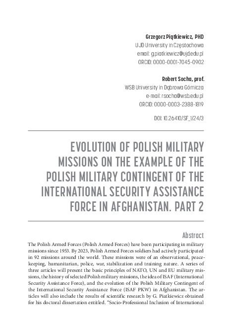 (PDF) EVOLUTION OF POLISH MILITARY MISSIONS ON THE EXAMPLE OF THE ...