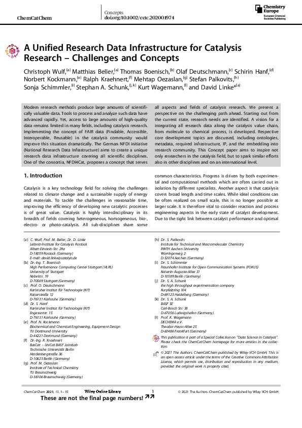 (PDF) A Unified Research Data Infrastructure for Catalysis Research ...
