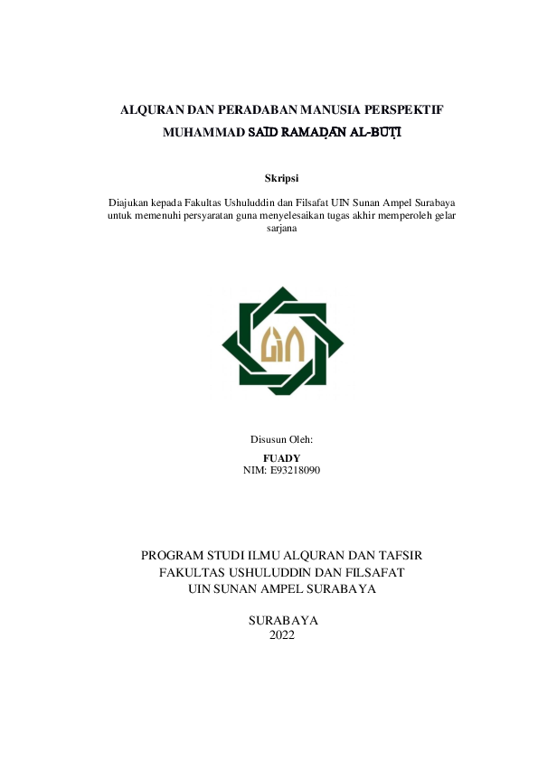 (PDF) Al-Qur'an dan Peradaban Manusia Perspektif Muhammad Said Ramadhan ...