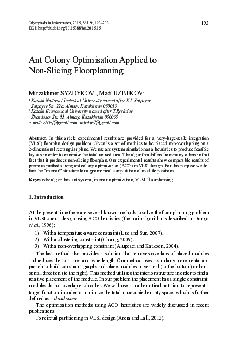 (PDF) Ant Colony Optimisation Applied to Non-Slicing Floorplanning