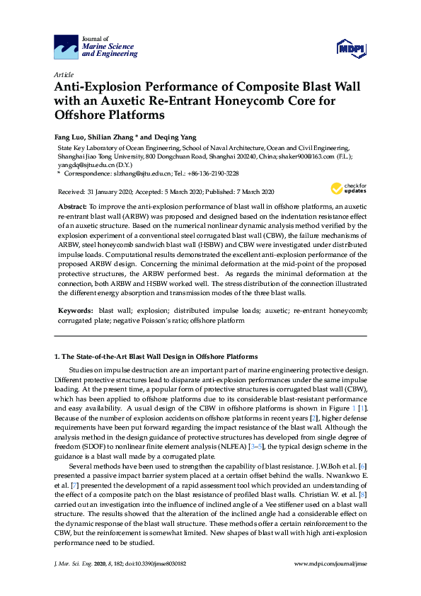 (PDF) Anti-Explosion Performance of Composite Blast Wall with an ...
