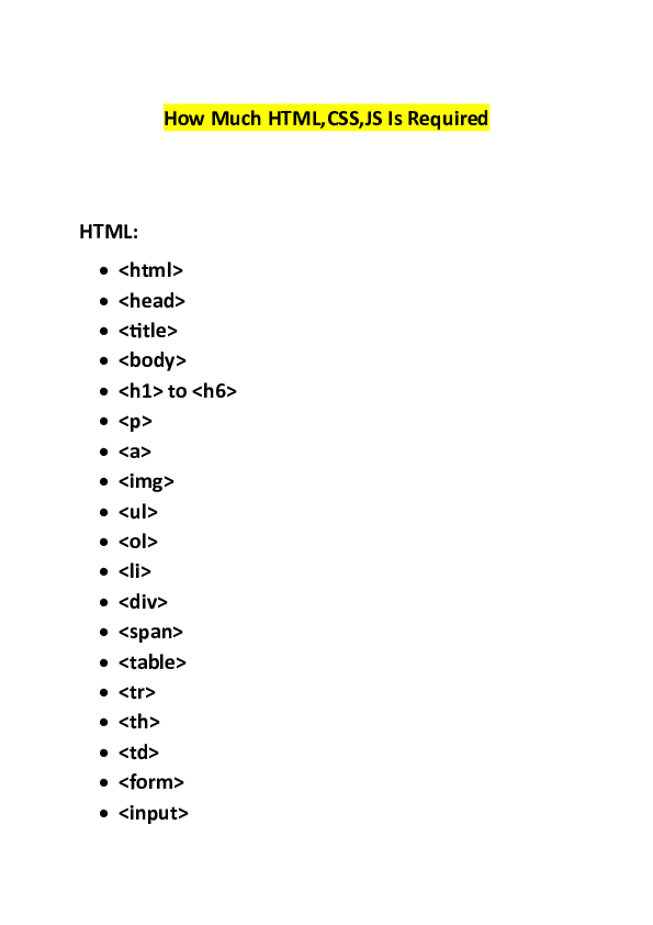 (PDF) How Much HTML,CSS,JS Is Required