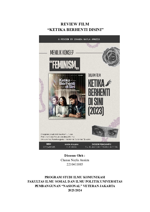 (PDF) MENILIK KONSEP “FEMINISM” DALAM FILM KETIKA BERHENTI DI SINI