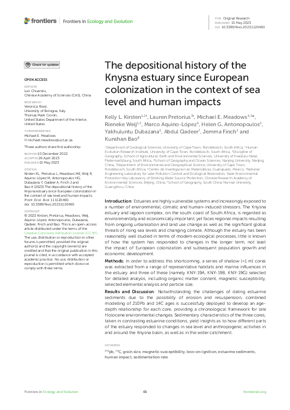 (PDF) The depositional history of the Knysna estuary since European colonization in the context ...