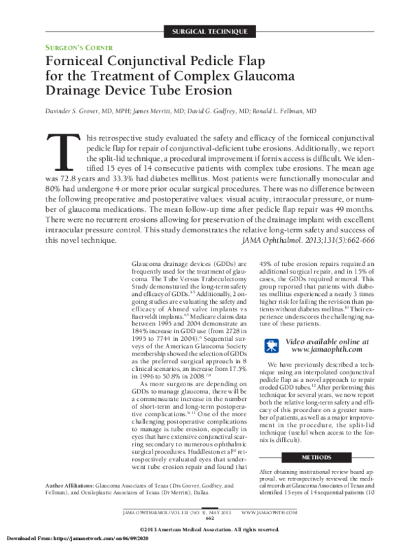 (PDF) Forniceal Conjunctival Pedicle Flap for the Treatment of Complex ...