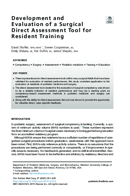 (PDF) Development and Evaluation of a Surgical Direct Assessment Tool ...