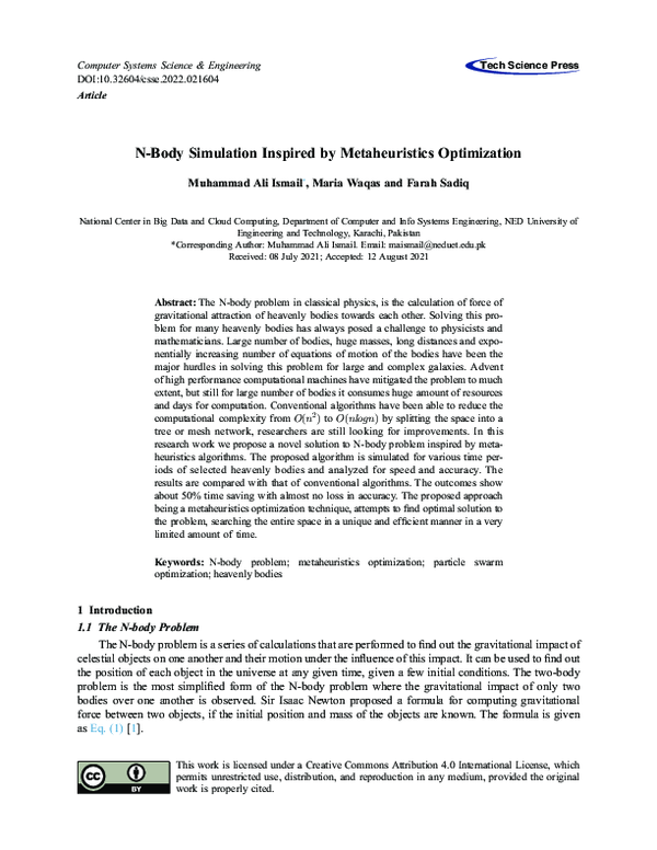 (PDF) N-Body Simulation Inspired by Metaheuristics Optimization