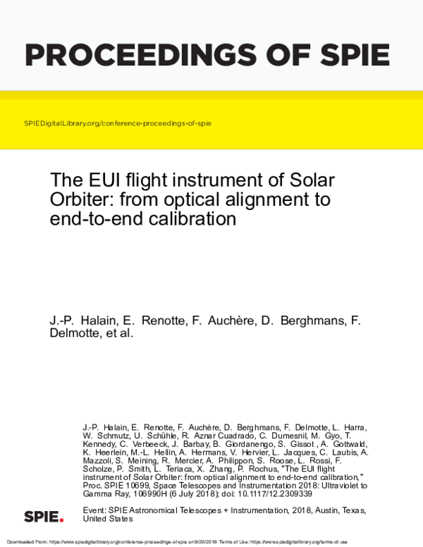 (PDF) The EUI flight instrument of Solar Orbiter: from optical ...