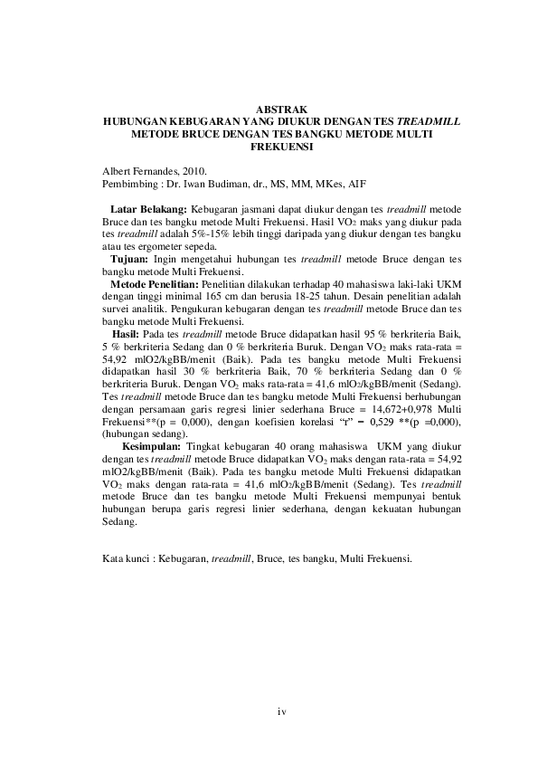 (PDF) Hubungan Kebugaran Yang Diukur Dengan Tes Treadmill Metode Bruce ...