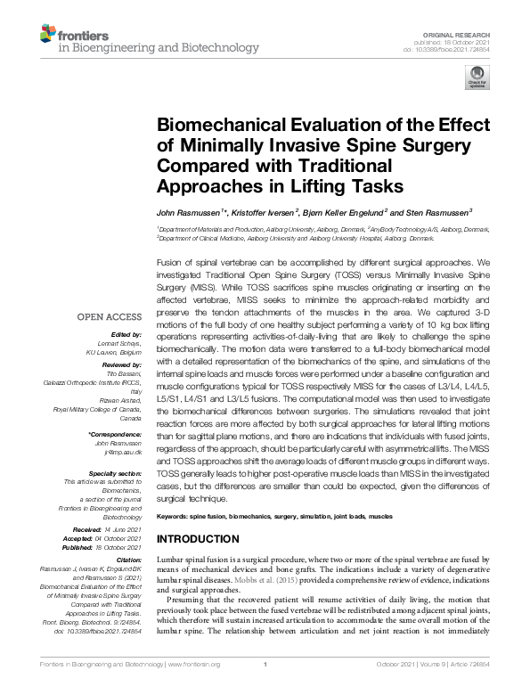 (PDF) Biomechanical Evaluation of the Effect of Minimally Invasive ...