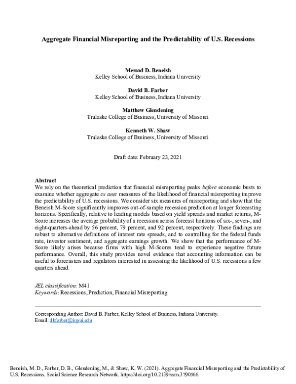 (PDF) Aggregate Financial Misreporting and the Predictability of U.S ...