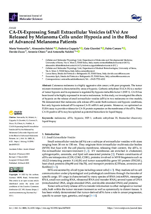 Pdf Ca Ix Expressing Small Extracellular Vesicles Sevs Are Released