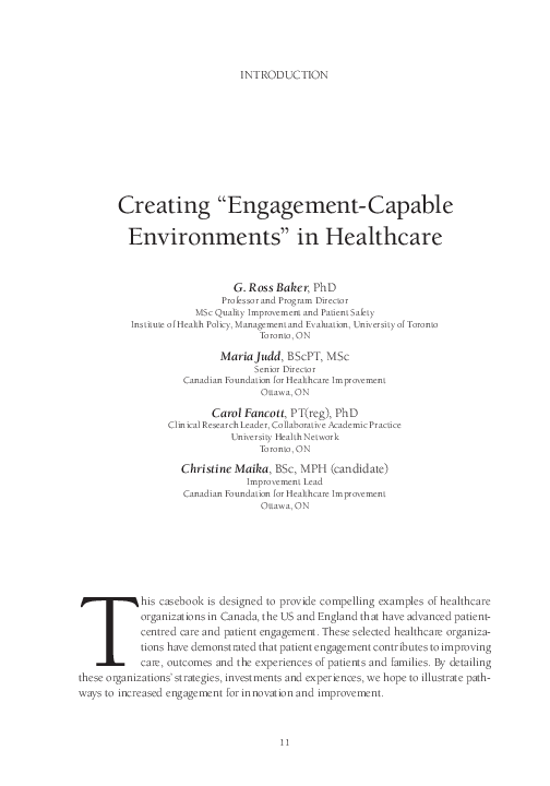(PDF) Creating “Engagement-Capable Environments” in Healthcare