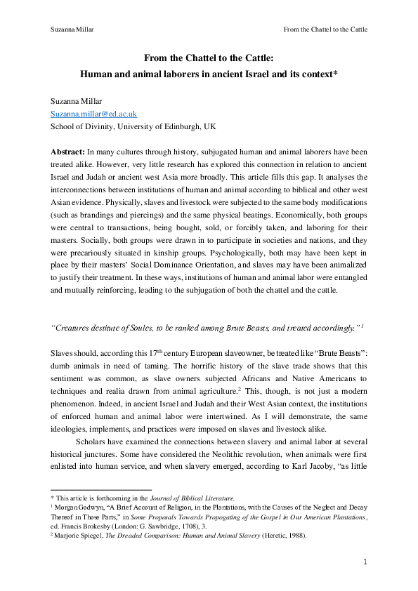 (PDF) From the Chattel to the Cattle: Human and animal laborers in ...