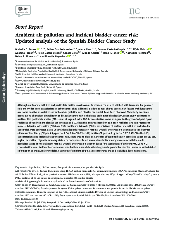 (PDF) Ambient air pollution and incident bladder cancer risk: Updated ...