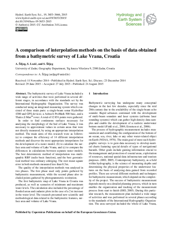 (PDF) A comparison of interpolation methods on the basis of data obtained from a bathymetric ...