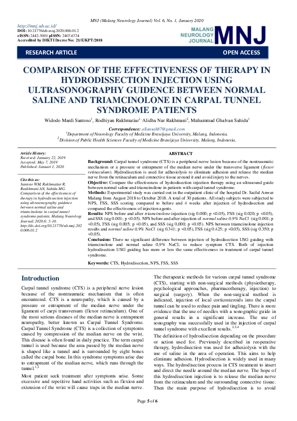 (PDF) Comparison of the Effectiveness of Therapy in Hydrodissection ...