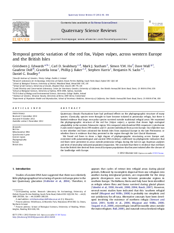 (PDF) Temporal genetic variation of the red fox, Vulpes vulpes, across ...