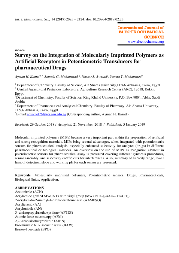 (PDF) Survey on the Integration of Molecularly Imprinted Polymers as Artificial Receptors in ...