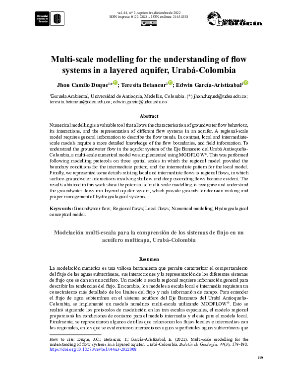 (PDF) Multi-scale modelling for the understanding of flow systems in a layered aquifer, Urabá ...