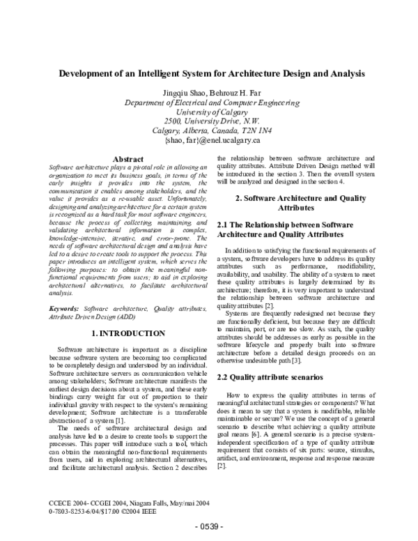 (PDF) Development of an intelligent system for architecture design and ...