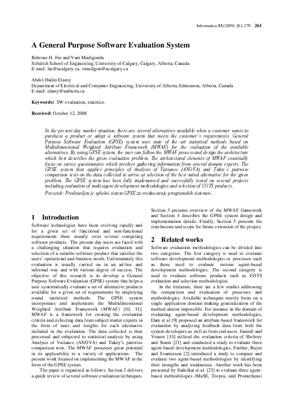 (PDF) A General Purpose Software Evaluation System