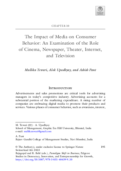 (PDF) The Impact of Media on Consumer Behavior: An Examination of the ...