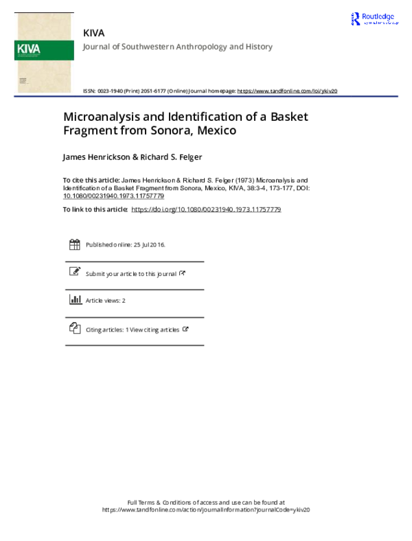 (PDF) Microanalysis and Identification of a Basket Fragment from Sonora ...