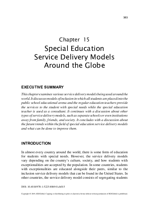 (PDF) Special Education Service Delivery Models Around the Globe