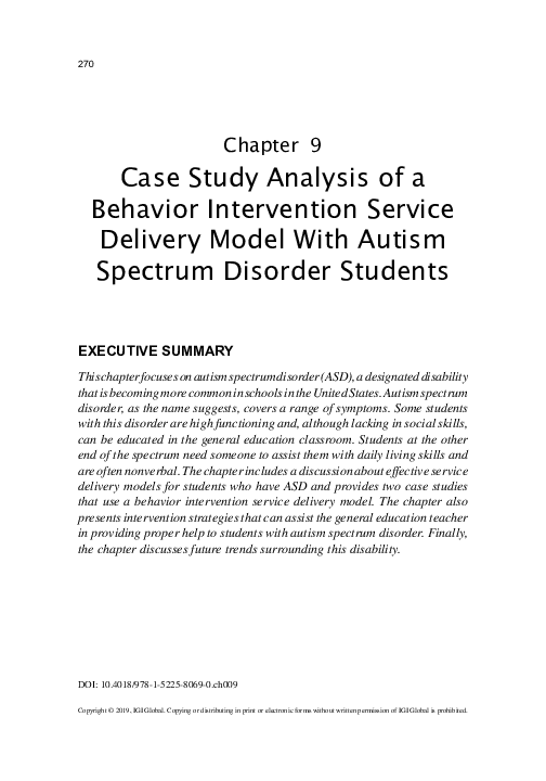(PDF) Case Study Analysis of a Behavior Intervention Service Delivery ...