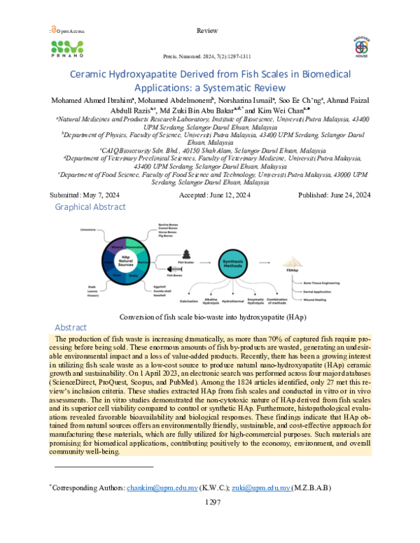 (PDF) Ceramic Hydroxyapatite Derived from Fish Scales in Biomedical Applications: a Systematic ...