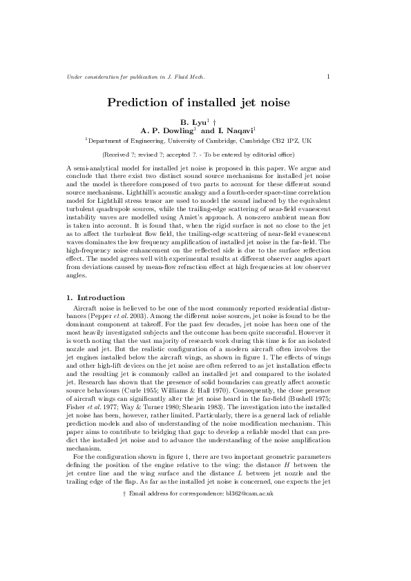 (PDF) Prediction of installed jet noise
