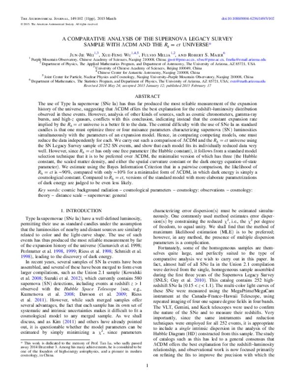 (PDF) A COMPARATIVE ANALYSIS OF THE SUPERNOVA LEGACY SURVEY SAMPLE WITH ...