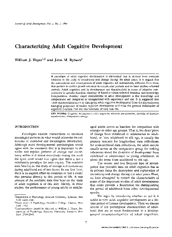 (PDF) Characterizing adult cognitive development