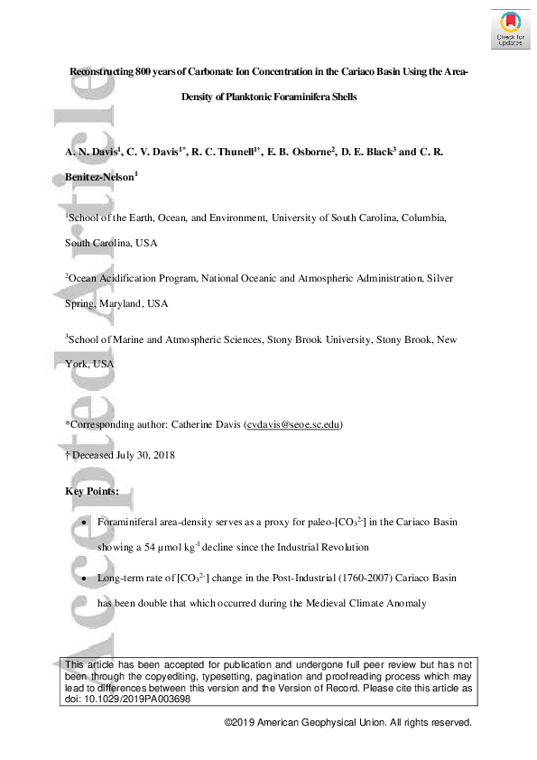 (PDF) Reconstructing 800 Years of Carbonate Ion Concentration in the ...