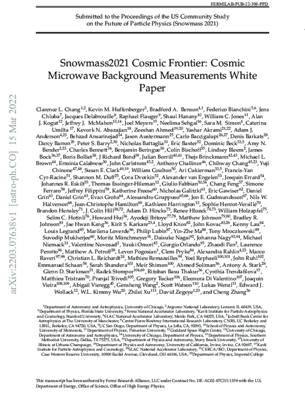 (PDF) Snowmass2021 Cosmic Frontier: Cosmic Microwave Background ...