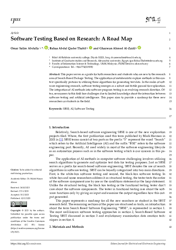 (PDF) Software Testing Based on Research: A Road Map