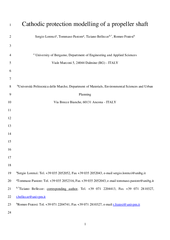 (PDF) Cathodic protection modelling of a propeller shaft