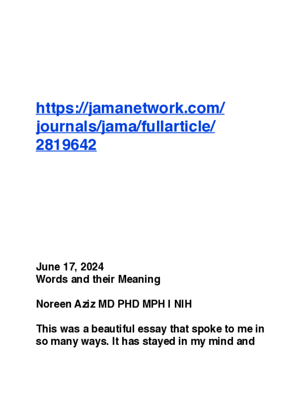 (PDF) Aziz JAMA Words and their Meaning | Professor Dr Noreen M Aziz MD ...