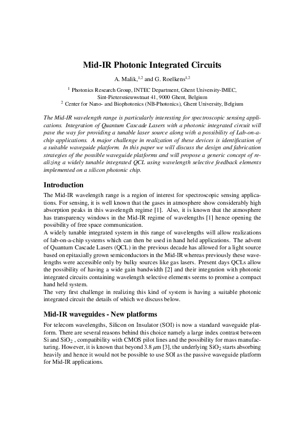 (PDF) Mid-IR photonic integrated circuits