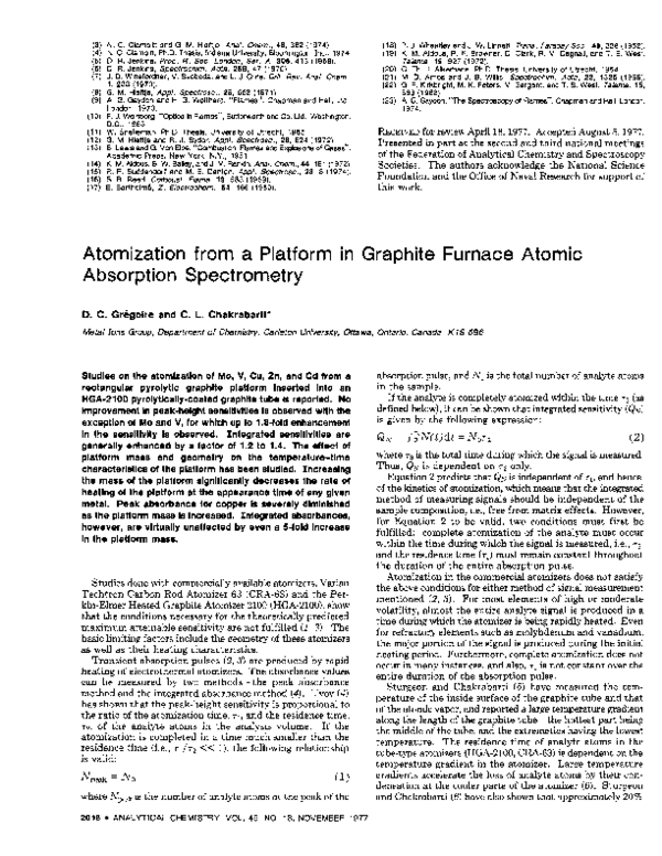 (PDF) Atomization from a platform in graphite furnace atomic absorption ...
