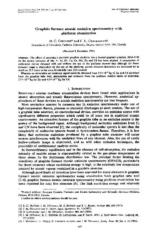 (PDF) Graphite furnace atomic emission spectrometry with platform ...