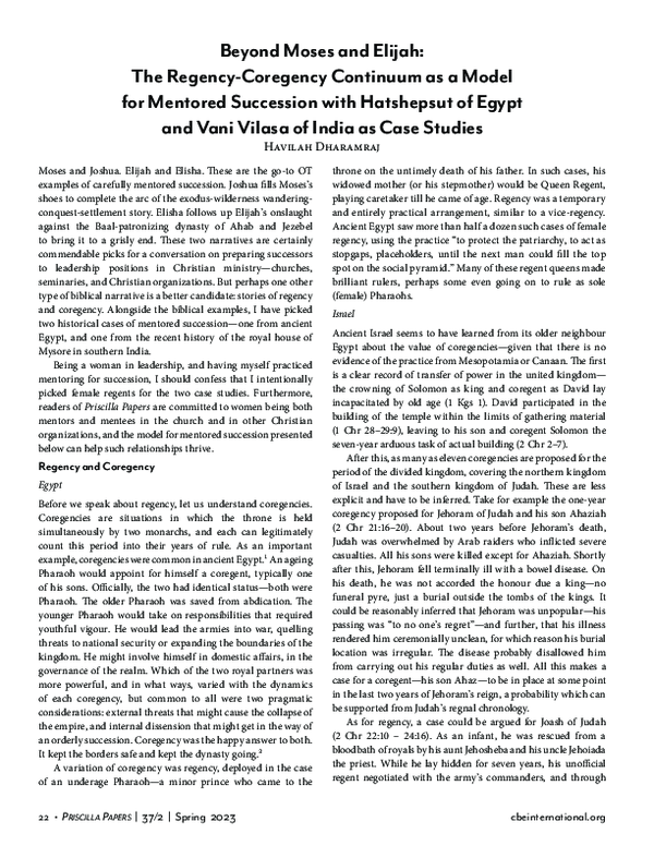 (PDF) Beyond Moses and Elijah: The Regency-Coregency Continuum as a ...